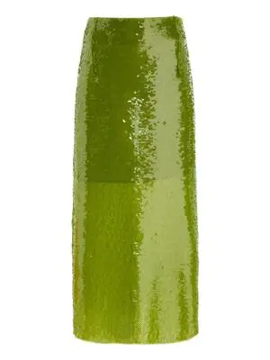 ALFIE Valletta Sequined Midi Skirt - Green