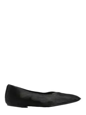 Rick Owens Square-toe Calf-hair Ballerina Flats - Black