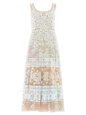 NEEDLE & THREAD Sequin-embellished Midi Dress - Neutrals