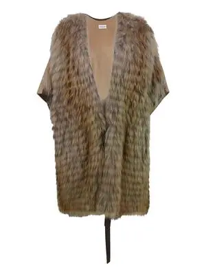 P.a.r.o.s.h Fur-trimmed Cape Jacket - Brown