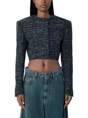 DIESEL Tweed Cropped Jacket - Black