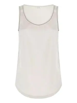 Brunello Cucinelli Embellished-trim Satin Top - Neutrals