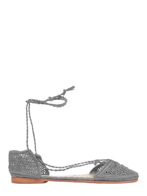 SLO_HAND_MADE Woven Raffia Flat Pumps - Grey
