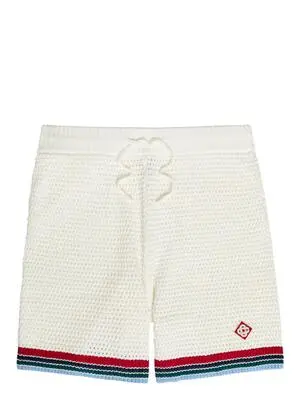 Casablanca Sporty Crochet Cotton Shorts - White