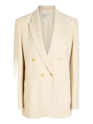 FORTE_FORTE Double-breasted Wool-blend Blazer - Cream