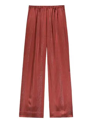 FORTE_FORTE Metallic-pinstripe Satin Trousers - Burgundy