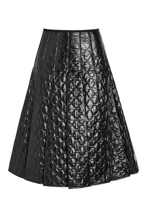 MONCLER Quilted Pleated Shell Midi Skirt