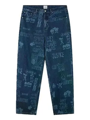 ARTE ANTWERP Graffiti-print Straight Leg Jeans - Blue
