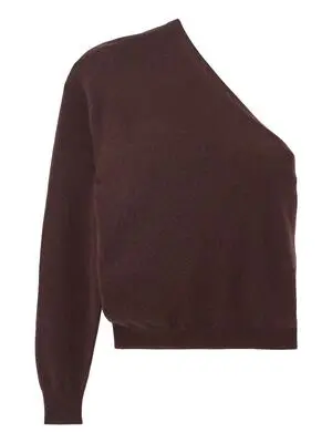 ALLUDE One-shoulder Wool And Cashmere-blend Sweater - Brown