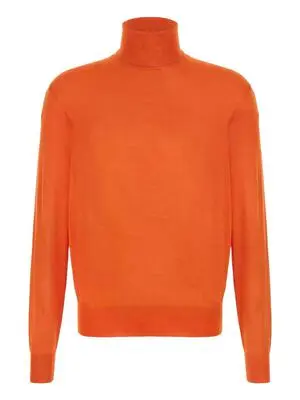 Saint Laurent Turtleneck Long Sleeve Sweater - Orange