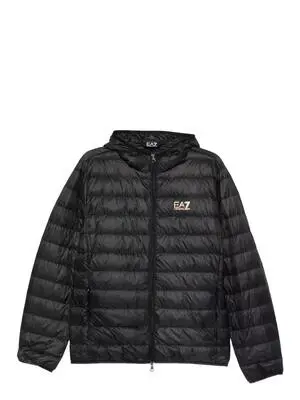 EA7 Quilted Hooded Jacket - Black