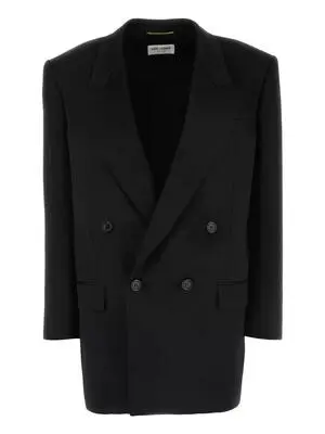 Saint Laurent Silk Satin Blazer - Black