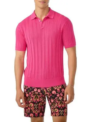 Mr Turk Kensington Short Sleeve Knit Polo - Forrest Rose