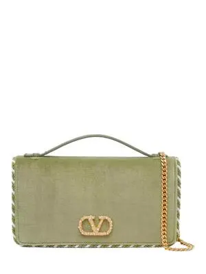 Valentino Garavani Vlogo Signature Velvet Clutch - Green