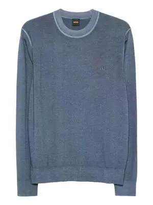 BOSS Embroidered Wool Sweater - Blue
