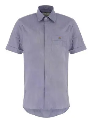 VIVIENNE WESTWOOD Logo-embroidered Short-sleeve Shirt - Blue
