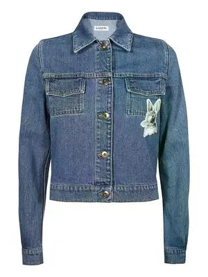 LANVIN Rabbit-patch Denim Jacket - Blue