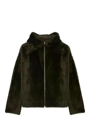 YVES SALOMON Hooded Shearling Jacket - Green