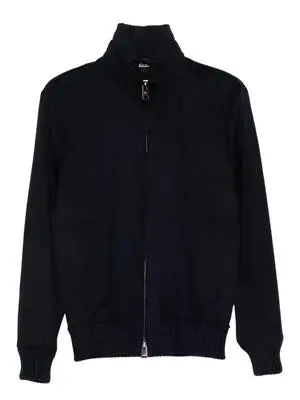 KIRED Ribbed-knit Zip-up Jacket - Black