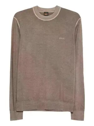 BOSS Crew-neck Virgin Wool Sweater - Green