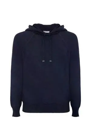 KANGRA Hoodie With Ribbed Hem - Blue