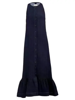 Zeus+dione Ruffled Denim Maxi Dress - Blue
