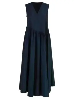 High Asymmetric V-neck Dress - Blue