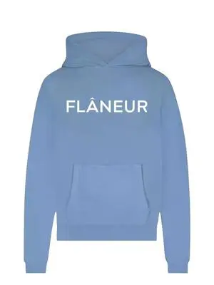 FLANEUR Logo-print Hoodie - Blue