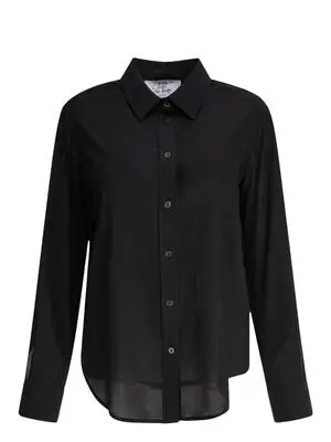 SLEEP NO MORE Curved-hem Button-down Shirt - Black