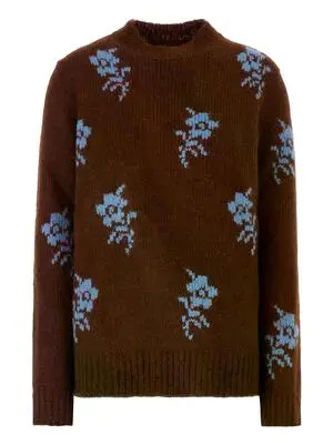 JIL SANDER Floral-Jacquard Sweater Red