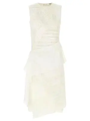 Fendi Lace-paneled Midi Dress - White