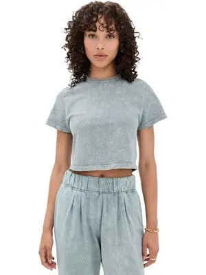 LES TIEN Daria Crop Tee - Slate Grey Mineral