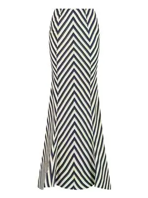 Rosie Assoulin Herringbone Fishtail Maxi Skirt - Grey
