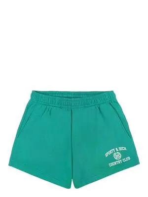 SPORTY & RICH Varsity Logo-print Shorts - Green