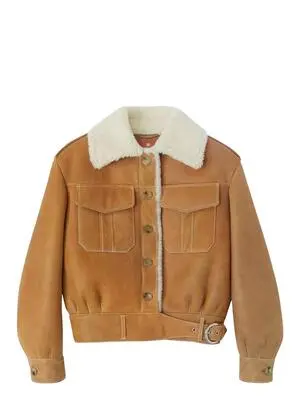 Ermanno Scervino Shearling-collared Belted Jacket - Brown