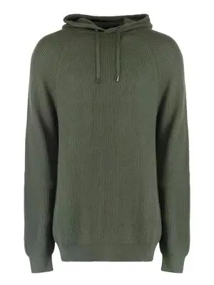 MOORER Ribbed Knit Hoodie - Green