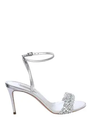 Casadei 80mm Julia Embellished Ankle-strap Sandals - Grey