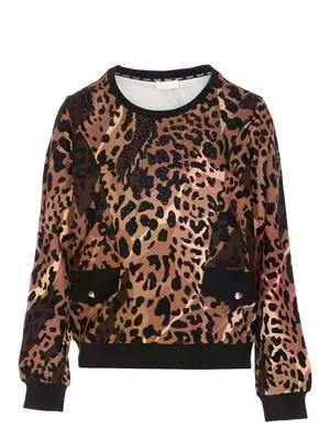 Liu Jo Leopard-print Embellished Sweater - Brown