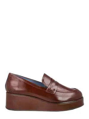 BIRD&CO Leather Wedge Loafers - Brown