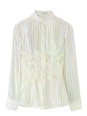 Ermanno Scervino Striped Lace-insert Shirt - White