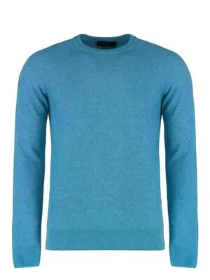 MOORER Ribbed Crew-neck Sweater - Blue