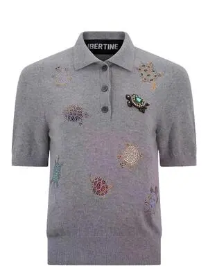 Libertine Embellished Turtle Polo Shirt - Grey
