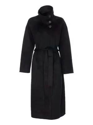 THE DYNAMIS STUDIO Belted Button-fastening Coat - Black
