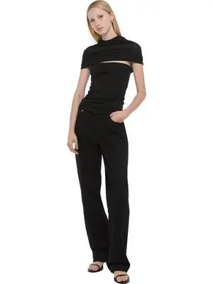 Helmut Lang Ruched Sash Top - Black