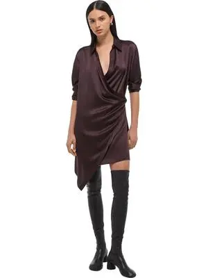 Helmut Lang Relaxed Wrap Shirt Dress - Dark Plum