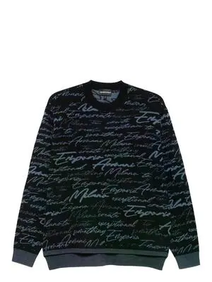 Emporio Armani Script-logo Patterned Sweater - Blue