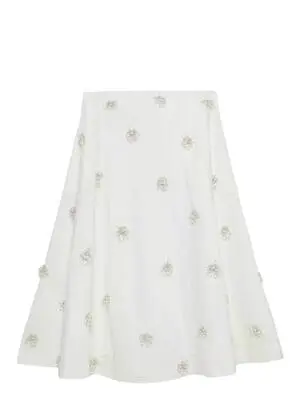 Simkhai Embellished Cotton Pleated Skirt - White