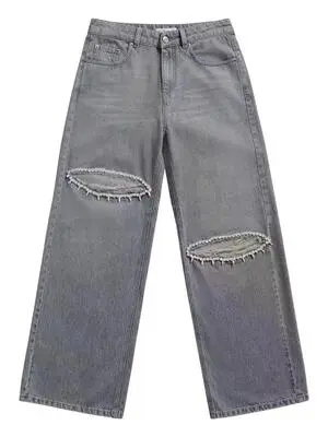 AREA Crystal-embellished Jeans - Grey
