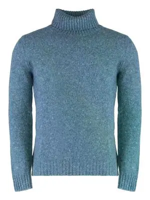 MOORER Ribbed Turtleneck Sweater - Blue