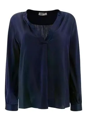 F.IT V-neck Blouse With Gathered Detail - Blue